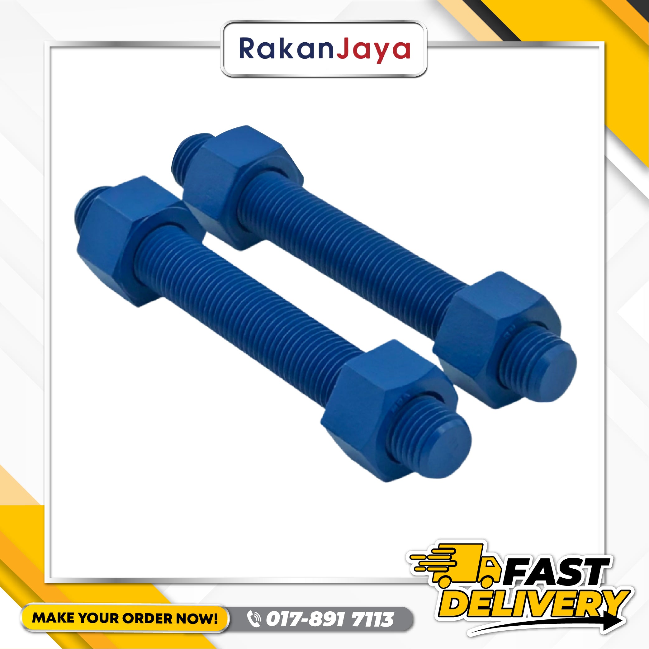 B7 STUD BOLT C/W 2 HEX NUT (FCC + ZN) – Rakan Jaya Hardware