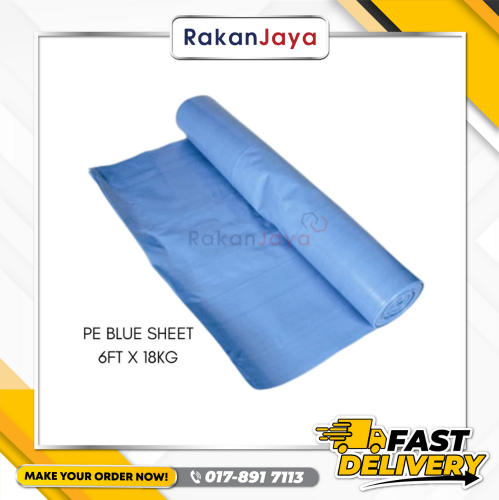 PE SHEET (PLASTIK BIRU)(12KG X 19M X 0.2M) – Rakan Jaya Hardware